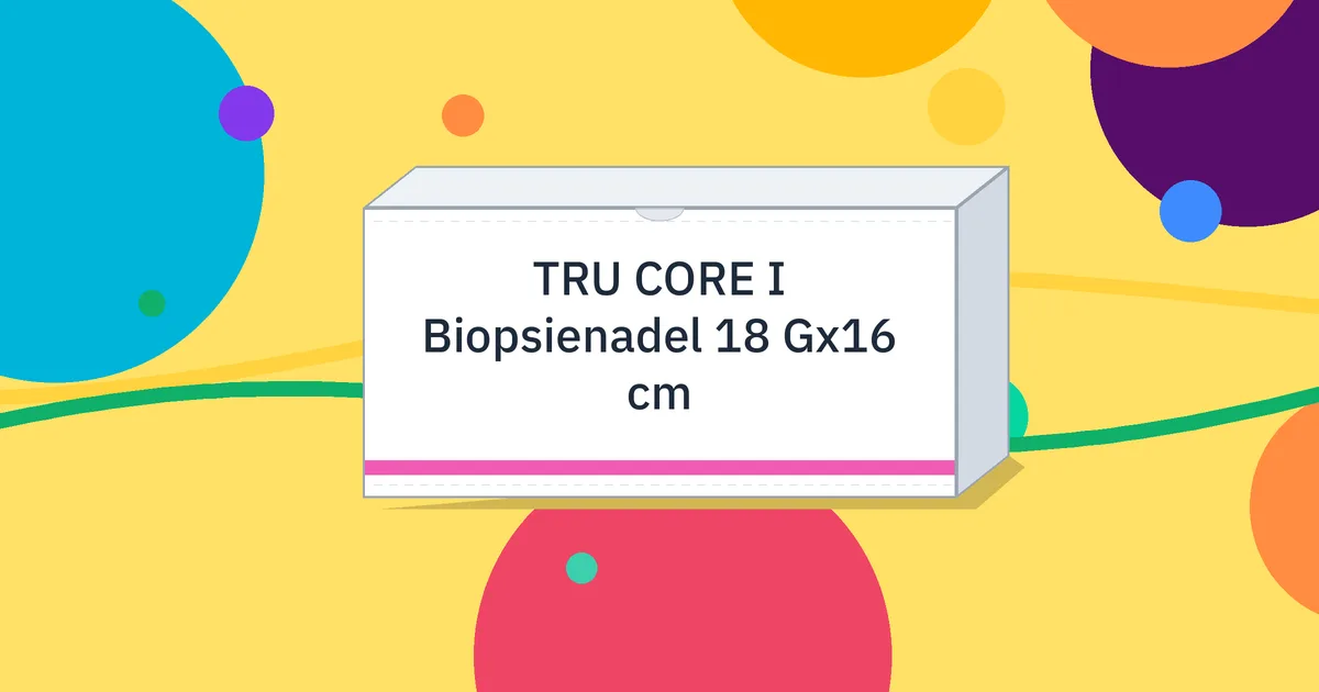 Symbolbild: Packung mit der Aufschrift TRU CORE I Biopsienadel 18 Gx16 cm (PZN 06768713) – Verfügbarkeit und Bezug in Apotheken in Frankfurt am Main