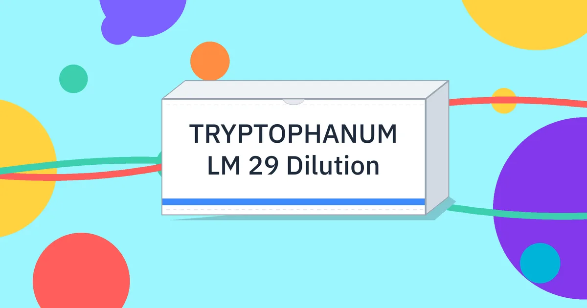 Symbolbild: Packung mit der Aufschrift TRYPTOPHANUM LM 29 Dilution (PZN 13253694) – Verfügbarkeit und Bezug in Apotheken in Frankfurt am Main