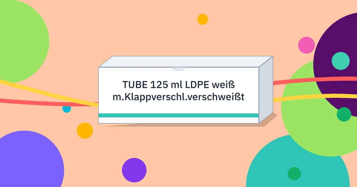 Symbolbild: Packung mit der Aufschrift TUBE 125 ml LDPE weiß m.Klappverschl.verschweißt (PZN 18014824) – Verfügbarkeit und Bezug in Apotheken in Frankfurt am Main