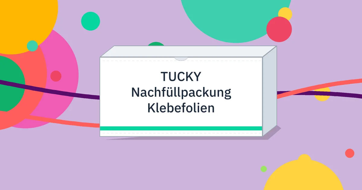 Symbolbild: Packung mit der Aufschrift TUCKY Nachfüllpackung Klebefolien (PZN 17263666) – Verfügbarkeit und Bezug in Apotheken in Frankfurt am Main
