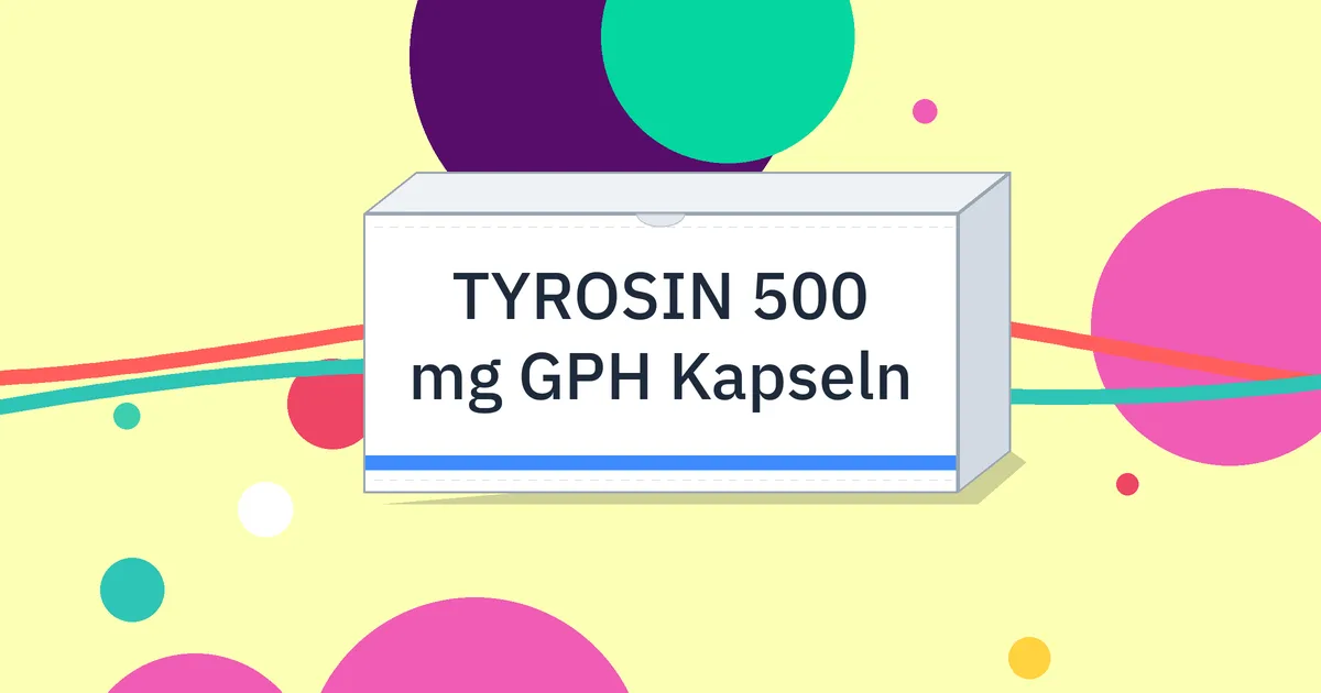Symbolbild: Packung mit der Aufschrift TYROSIN 500 mg GPH Kapseln (PZN 00128740) – Verfügbarkeit und Bezug in Apotheken in Frankfurt am Main