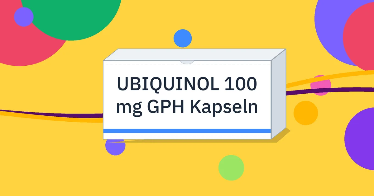 Symbolbild: Packung mit der Aufschrift UBIQUINOL 100 mg GPH Kapseln (PZN 16570509) – Verfügbarkeit und Bezug in Apotheken in Frankfurt am Main