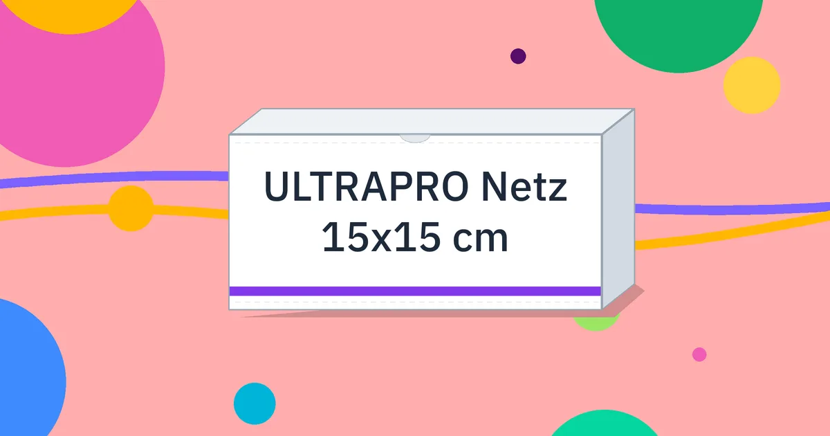 Symbolbild: Packung mit der Aufschrift ULTRAPRO Netz 15x15 cm (PZN 20854968) – Verfügbarkeit und Bezug in Apotheken in Frankfurt am Main