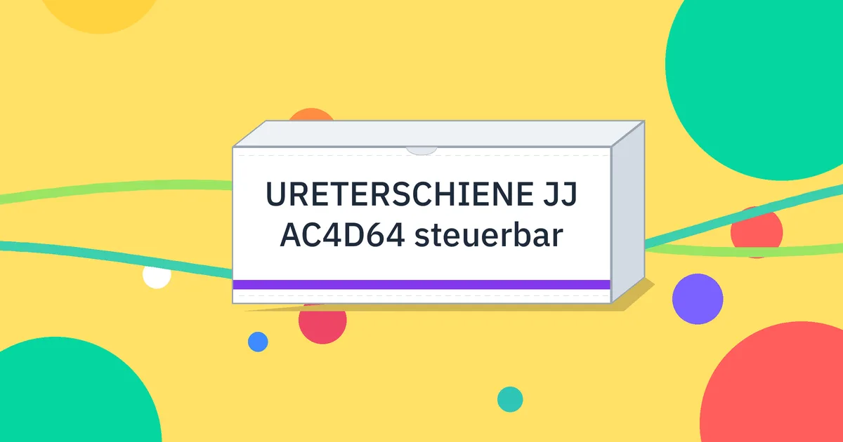 Symbolbild: Packung mit der Aufschrift URETERSCHIENE JJ AC4D64 steuerbar (PZN 00153436) – Verfügbarkeit und Bezug in Apotheken in Frankfurt am Main
