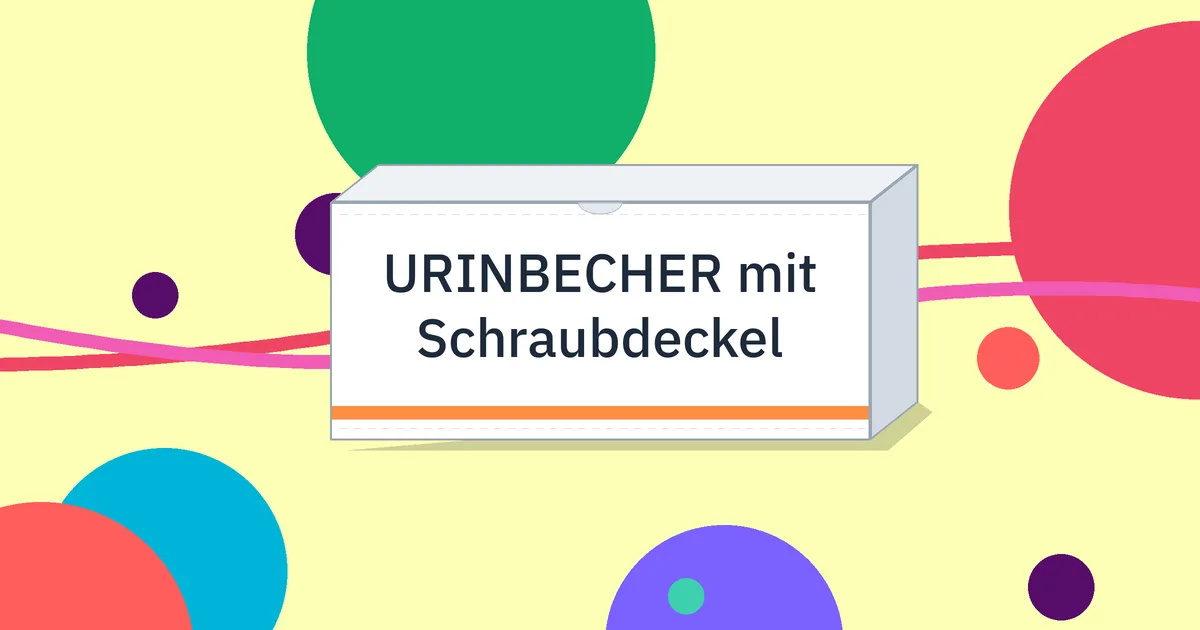 Symbolbild: Packung mit der Aufschrift URINBECHER mit Schraubdeckel (PZN 02771374) – Verfügbarkeit und Bezug in Apotheken in Frankfurt am Main