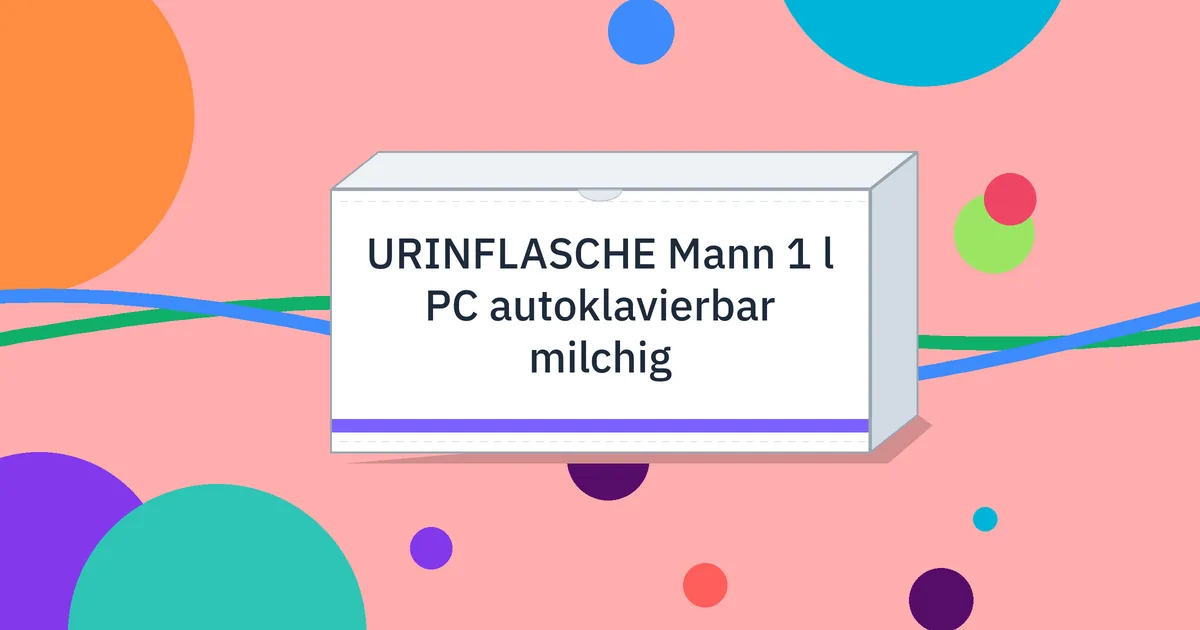 Symbolbild: Packung mit der Aufschrift URINFLASCHE Mann 1 l PC autoklavierbar milchig (PZN 19926823) – Verfügbarkeit und Bezug in Apotheken in Frankfurt am Main