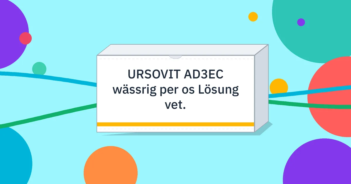 Symbolbild: Packung mit der Aufschrift URSOVIT AD3EC wässrig per os Lösung vet. (PZN 10001816) – Verfügbarkeit und Bezug in Apotheken in Frankfurt am Main