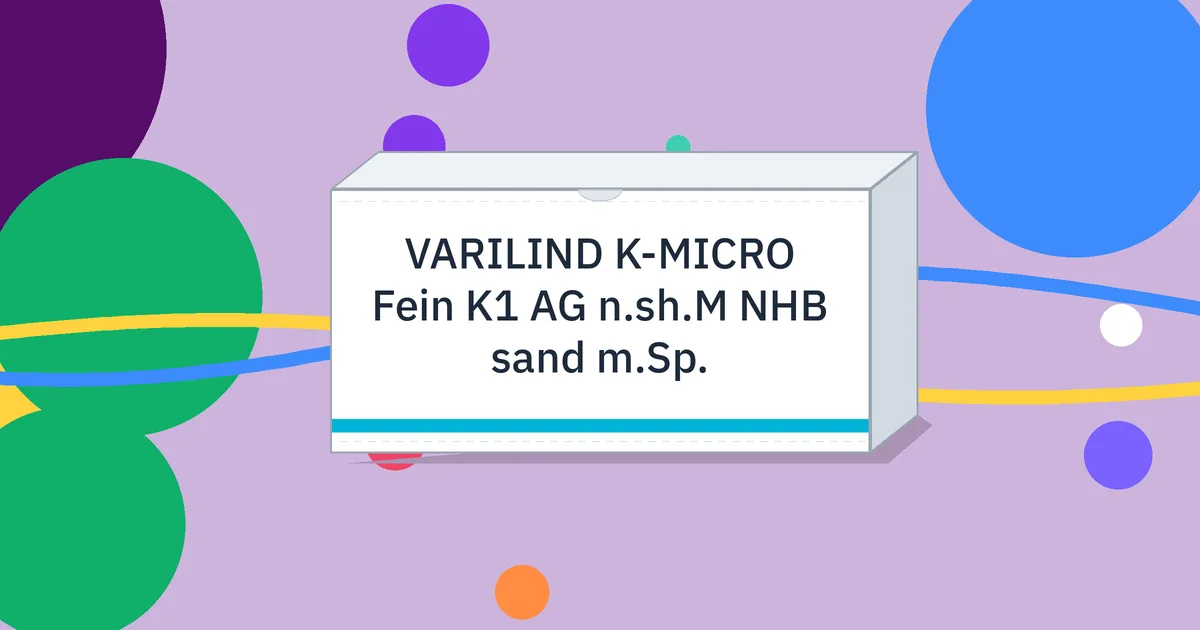 Symbolbild: Packung mit der Aufschrift VARILIND K-MICRO Fein K1 AG n.sh.M NHB sand m.Sp. (PZN 20554373) – Verfügbarkeit und Bezug in Apotheken in Frankfurt am Main