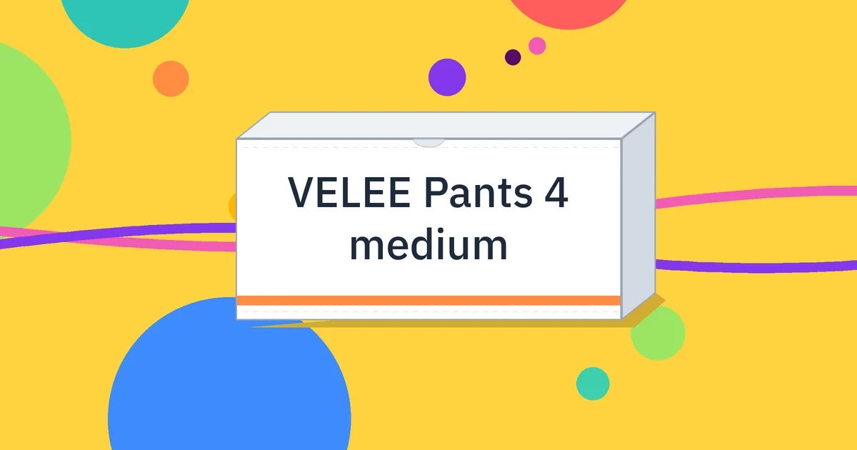 Symbolbild: Packung mit der Aufschrift VELEE Pants 4 medium (PZN 20578698) – Verfügbarkeit und Bezug in Apotheken in Frankfurt am Main