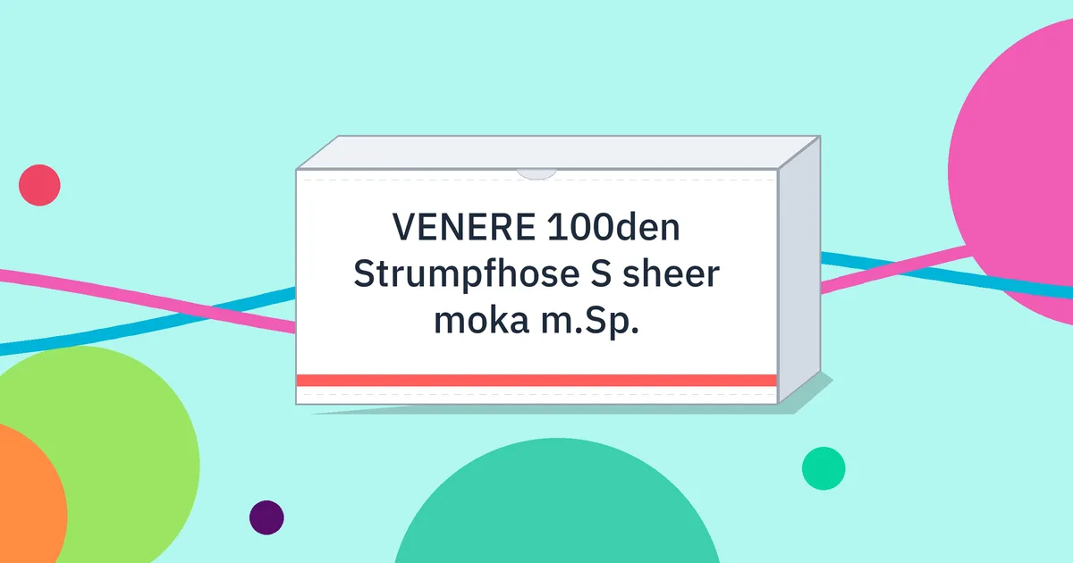 Symbolbild: Packung mit der Aufschrift VENERE 100den Strumpfhose S sheer moka m.Sp. (PZN 16170738) – Verfügbarkeit und Bezug in Apotheken in Frankfurt am Main