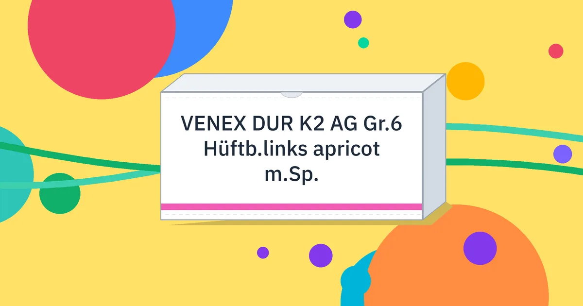 Symbolbild: Packung mit der Aufschrift VENEX DUR K2 AG Gr.6 Hüftb.links apricot m.Sp. (PZN 03226147) – Verfügbarkeit und Bezug in Apotheken in Frankfurt am Main