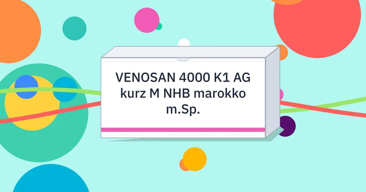 Symbolbild: Packung mit der Aufschrift VENOSAN 4000 K1 AG kurz M NHB marokko m.Sp. (PZN 14425453) – Verfügbarkeit und Bezug in Apotheken in Frankfurt am Main