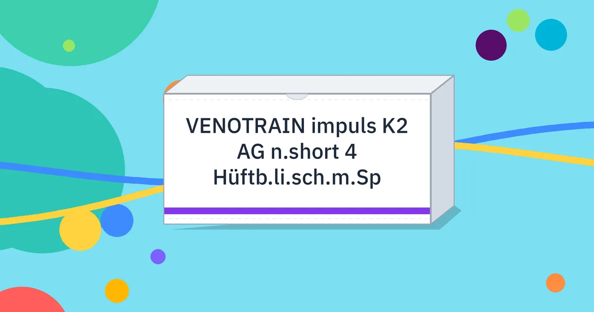 Symbolbild: Packung mit der Aufschrift VENOTRAIN impuls K2 AG n.short 4 Hüftb.li.sch.m.Sp (PZN 10294698) – Verfügbarkeit und Bezug in Apotheken in Frankfurt am Main