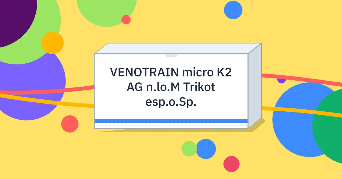Symbolbild: Packung mit der Aufschrift VENOTRAIN micro K2 AG n.lo.M Trikot esp.o.Sp. (PZN 05713124) – Verfügbarkeit und Bezug in Apotheken in Frankfurt am Main