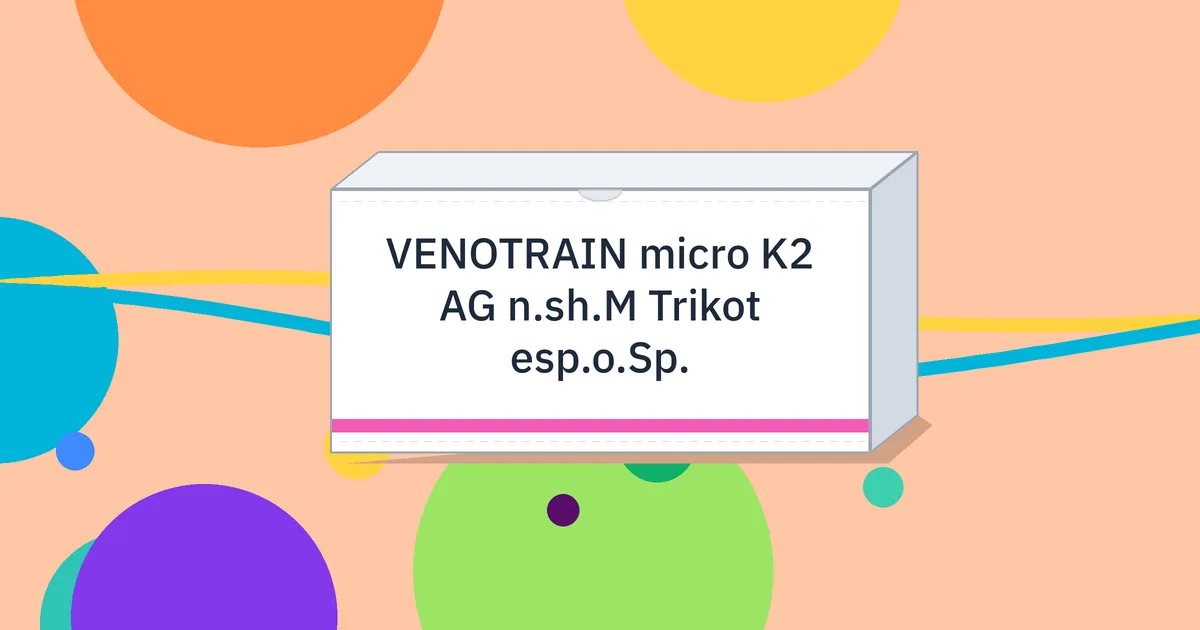 Symbolbild: Packung mit der Aufschrift VENOTRAIN micro K2 AG n.sh.M Trikot esp.o.Sp. (PZN 05713087) – Verfügbarkeit und Bezug in Apotheken in Frankfurt am Main