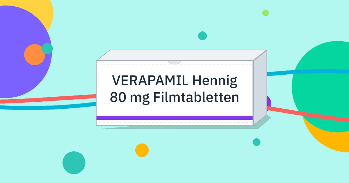 Symbolbild: Packung mit der Aufschrift VERAPAMIL Hennig 80 mg Filmtabletten (PZN 00461480) – Verfügbarkeit und Bezug in Apotheken in Frankfurt am Main