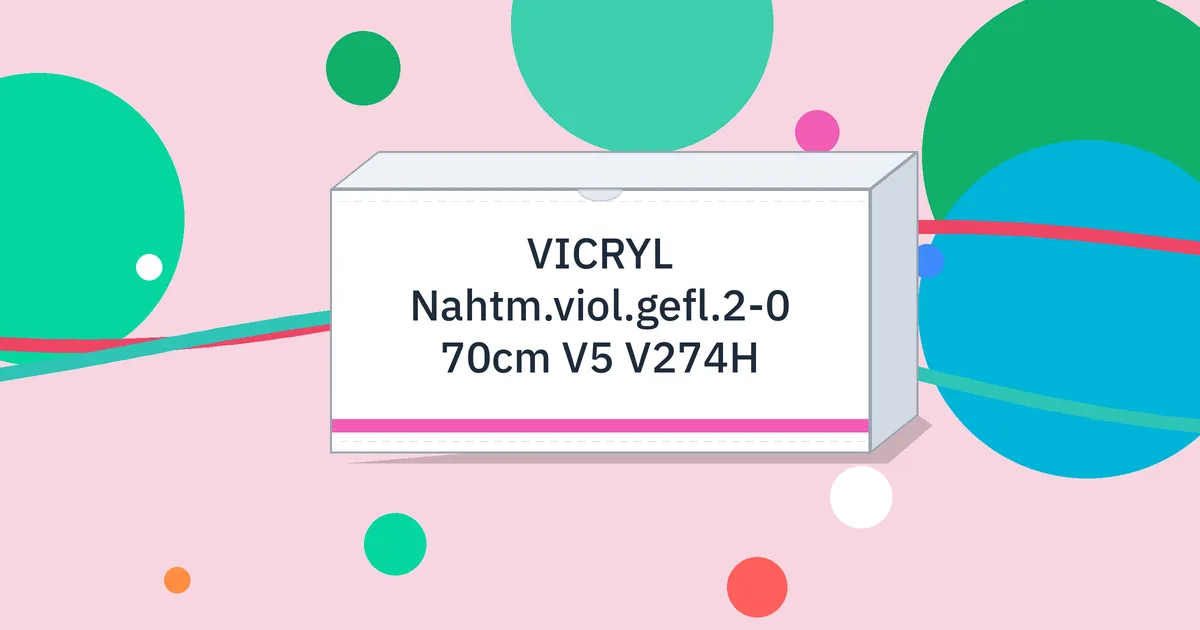 Symbolbild: Packung mit der Aufschrift VICRYL Nahtm.viol.gefl.2-0 70cm V5 V274H (PZN 16393450) – Verfügbarkeit und Bezug in Apotheken in Frankfurt am Main