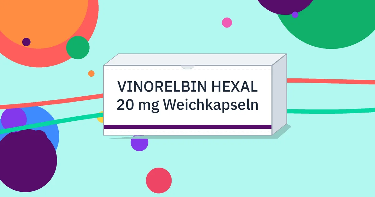 Symbolbild: Packung mit der Aufschrift VINORELBIN HEXAL 20 mg Weichkapseln (PZN 15416195) – Verfügbarkeit und Bezug in Apotheken in Frankfurt am Main