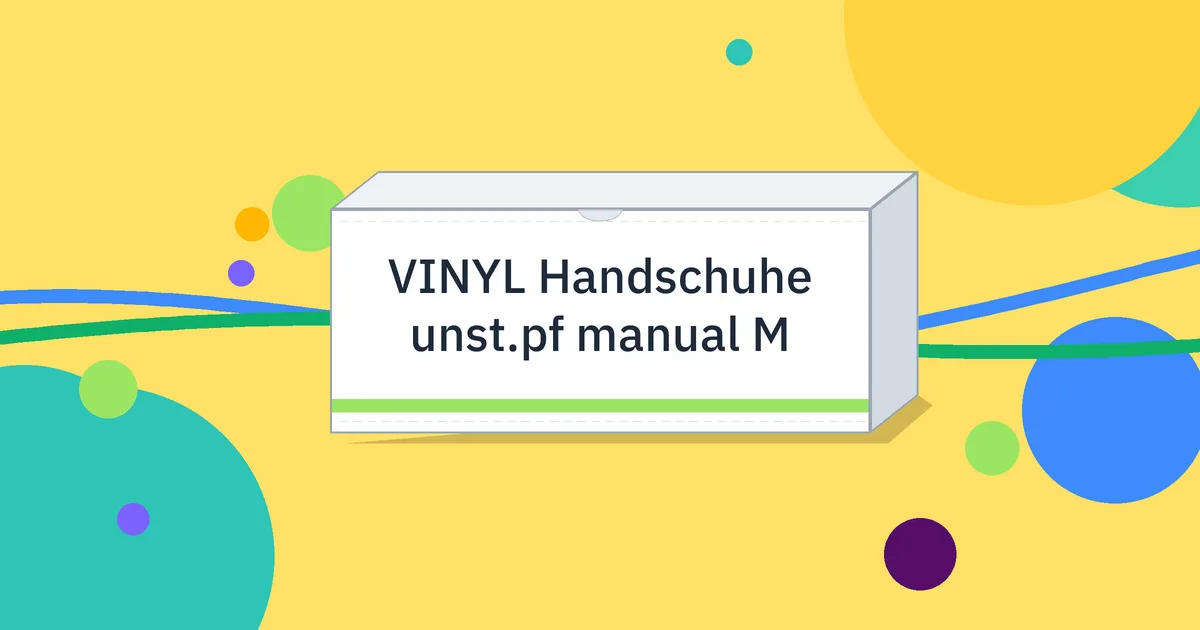 Symbolbild: Packung mit der Aufschrift VINYL Handschuhe unst.pf manual M (PZN 18033833) – Verfügbarkeit und Bezug in Apotheken in Frankfurt am Main