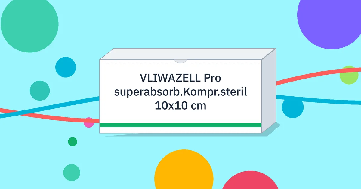 Symbolbild: Packung mit der Aufschrift VLIWAZELL Pro superabsorb.Kompr.steril 10x10 cm (PZN 17376927) – Verfügbarkeit und Bezug in Apotheken in Frankfurt am Main