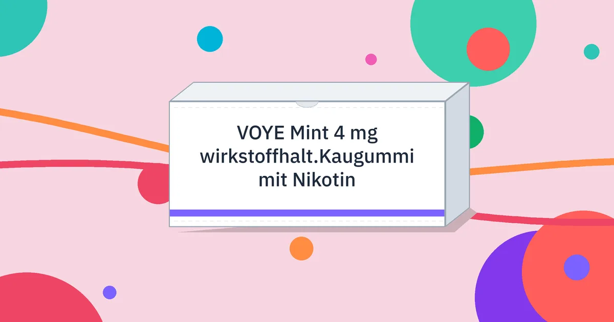 Symbolbild: Packung mit der Aufschrift VOYE Mint 4 mg wirkstoffhalt.Kaugummi mit Nikotin (PZN 19114864) – Verfügbarkeit und Bezug in Apotheken in Frankfurt am Main