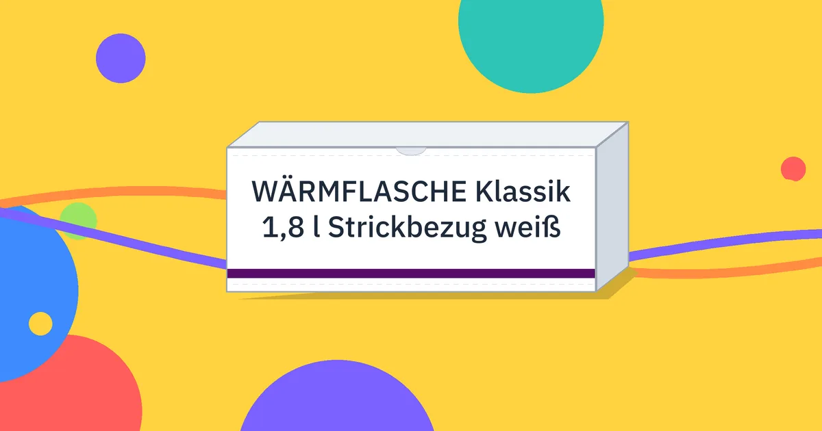 Symbolbild: Packung mit der Aufschrift WÄRMFLASCHE Klassik 1,8 l Strickbezug weiß (PZN 09888932) – Verfügbarkeit und Bezug in Apotheken in Frankfurt am Main
