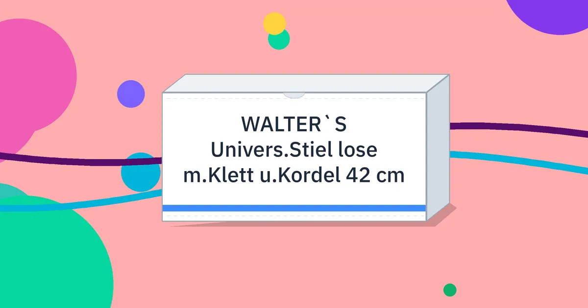 Symbolbild: Packung mit der Aufschrift WALTER`S Univers.Stiel lose m.Klett u.Kordel 42 cm (PZN 01509556) – Verfügbarkeit und Bezug in Apotheken in Frankfurt am Main