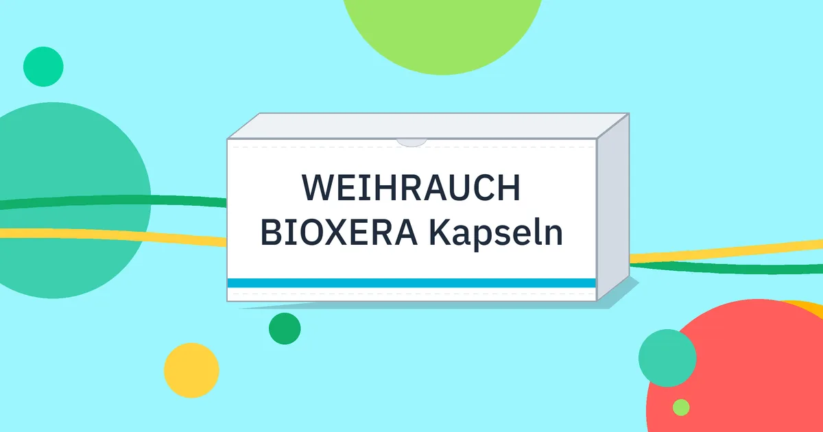 Symbolbild: Packung mit der Aufschrift WEIHRAUCH BIOXERA Kapseln (PZN 08417283) – Verfügbarkeit und Bezug in Apotheken in Frankfurt am Main