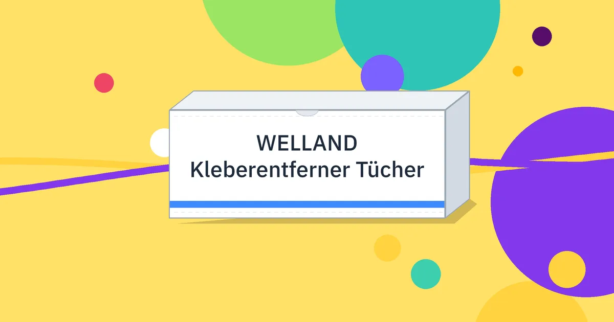 Symbolbild: Packung mit der Aufschrift WELLAND Kleberentferner Tücher (PZN 06732566) – Verfügbarkeit und Bezug in Apotheken in Frankfurt am Main