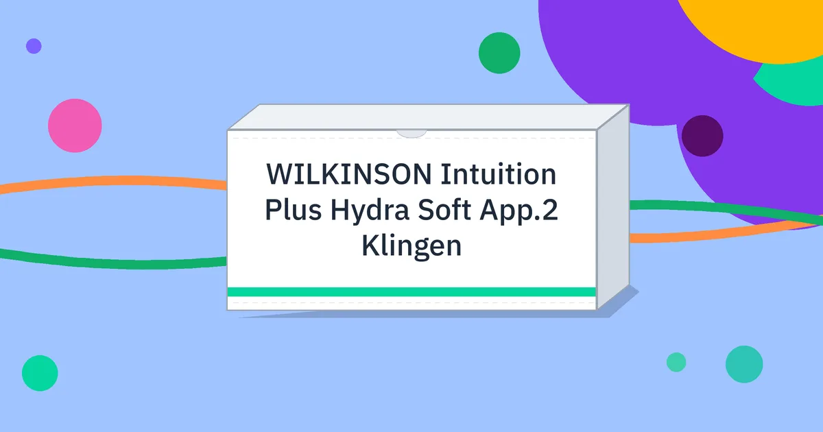 Symbolbild: Packung mit der Aufschrift WILKINSON Intuition Plus Hydra Soft App.2 Klingen (PZN 02336810) – Verfügbarkeit und Bezug in Apotheken in Frankfurt am Main