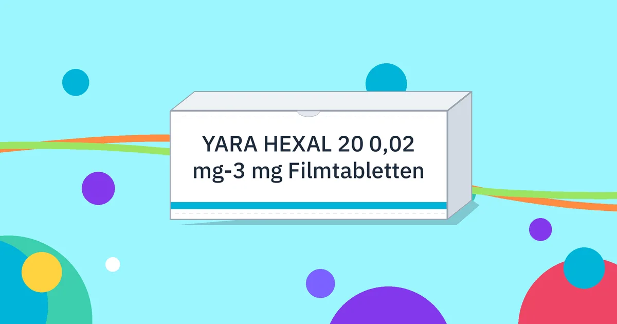 Symbolbild: Packung mit der Aufschrift YARA HEXAL 20 0,02 mg-3 mg Filmtabletten (PZN 11157503) – Verfügbarkeit und Bezug in Apotheken in Frankfurt am Main