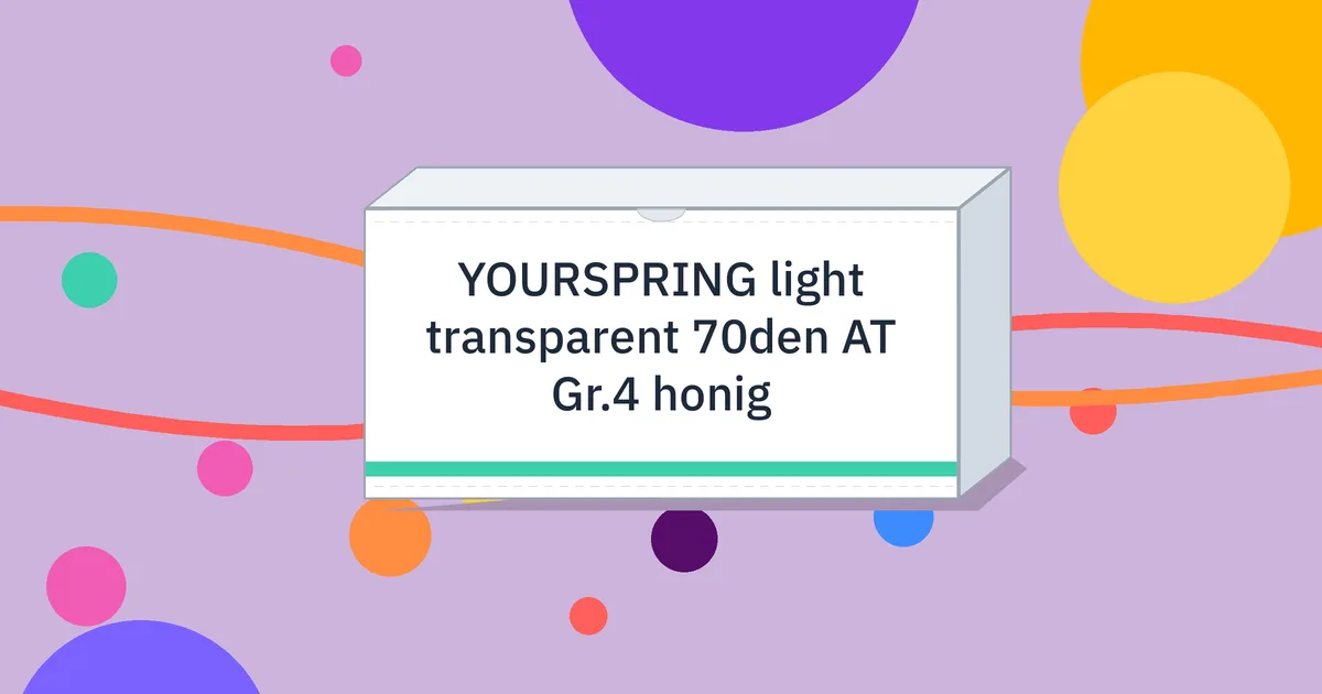 Symbolbild: Packung mit der Aufschrift YOURSPRING light transparent 70den AT Gr.4 honig (PZN 18056490) – Verfügbarkeit und Bezug in Apotheken in Frankfurt am Main