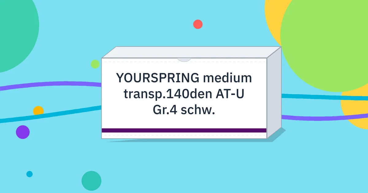 Symbolbild: Packung mit der Aufschrift YOURSPRING medium transp.140den AT-U Gr.4 schw. (PZN 18057489) – Verfügbarkeit und Bezug in Apotheken in Frankfurt am Main