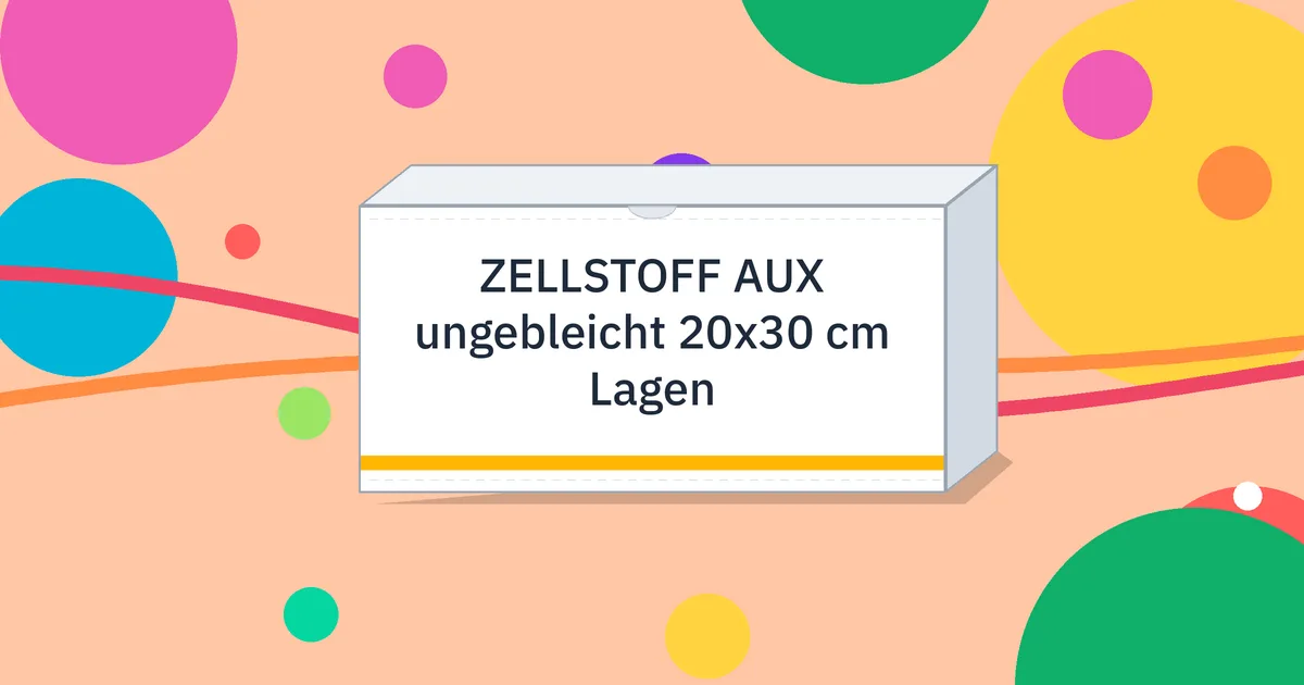 Symbolbild: Packung mit der Aufschrift ZELLSTOFF AUX ungebleicht 20x30 cm Lagen (PZN 11102614) – Verfügbarkeit und Bezug in Apotheken in Frankfurt am Main