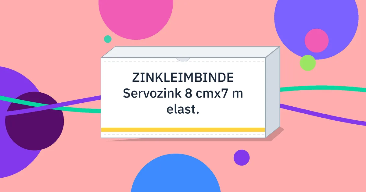 Symbolbild: Packung mit der Aufschrift ZINKLEIMBINDE Servozink 8 cmx7 m elast. (PZN 03916277) – Verfügbarkeit und Bezug in Apotheken in Frankfurt am Main