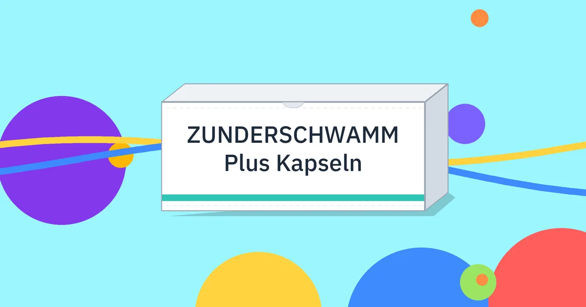 Symbolbild: Packung mit der Aufschrift ZUNDERSCHWAMM Plus Kapseln (PZN 13581665) – Verfügbarkeit und Bezug in Apotheken in Frankfurt am Main