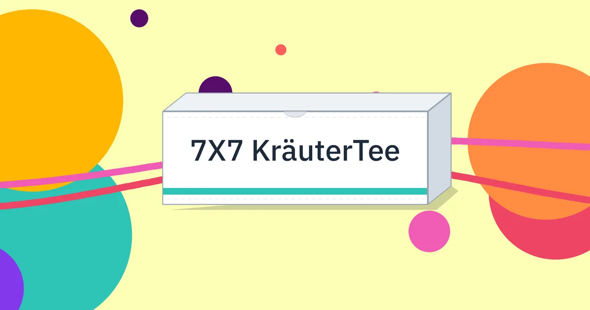 Symbolbild: Packung mit der Aufschrift 7X7 KräuterTee (PZN 19946808) – Verfügbarkeit und Bezug in Apotheken in Frankfurt am Main