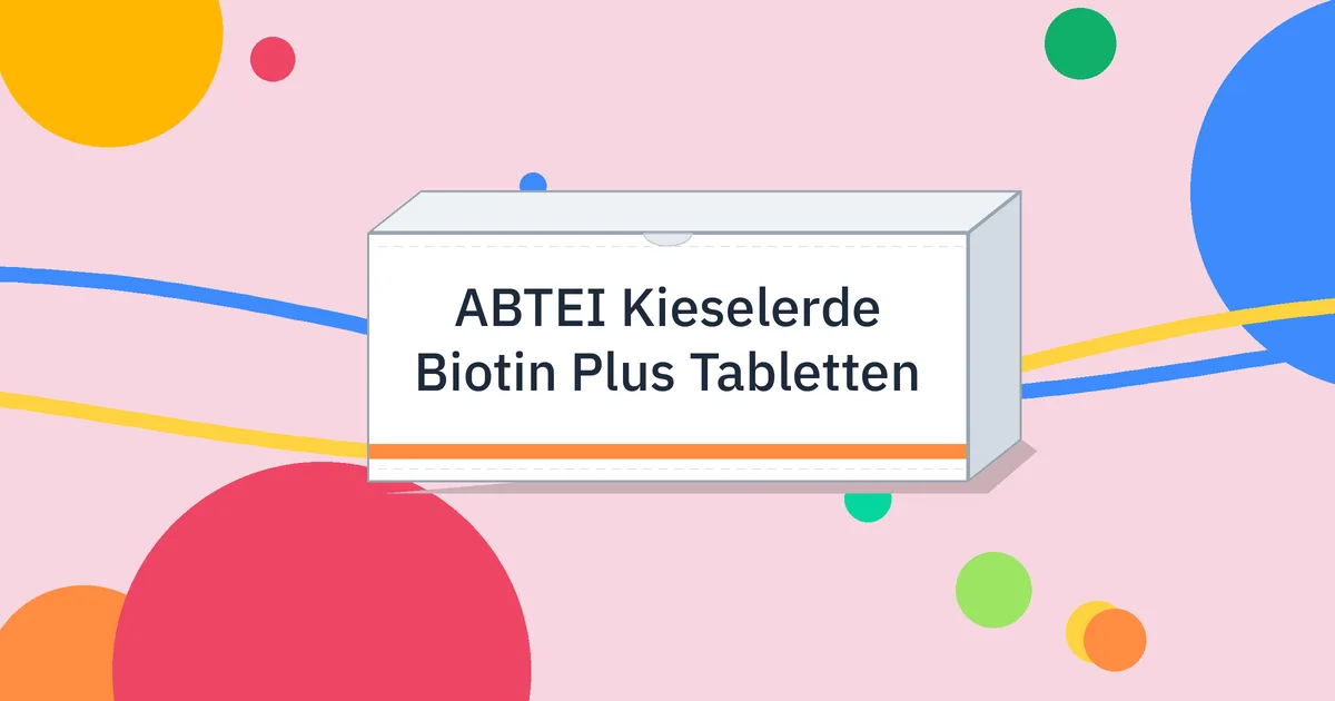 Symbolbild: Packung mit der Aufschrift ABTEI Kieselerde Biotin Plus Tabletten (PZN 19463211) – Verfügbarkeit und Bezug in Apotheken in Frankfurt am Main