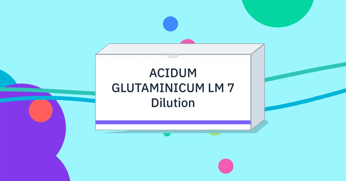 Symbolbild: Packung mit der Aufschrift ACIDUM GLUTAMINICUM LM 7 Dilution (PZN 13276399) – Verfügbarkeit und Bezug in Apotheken in Frankfurt am Main