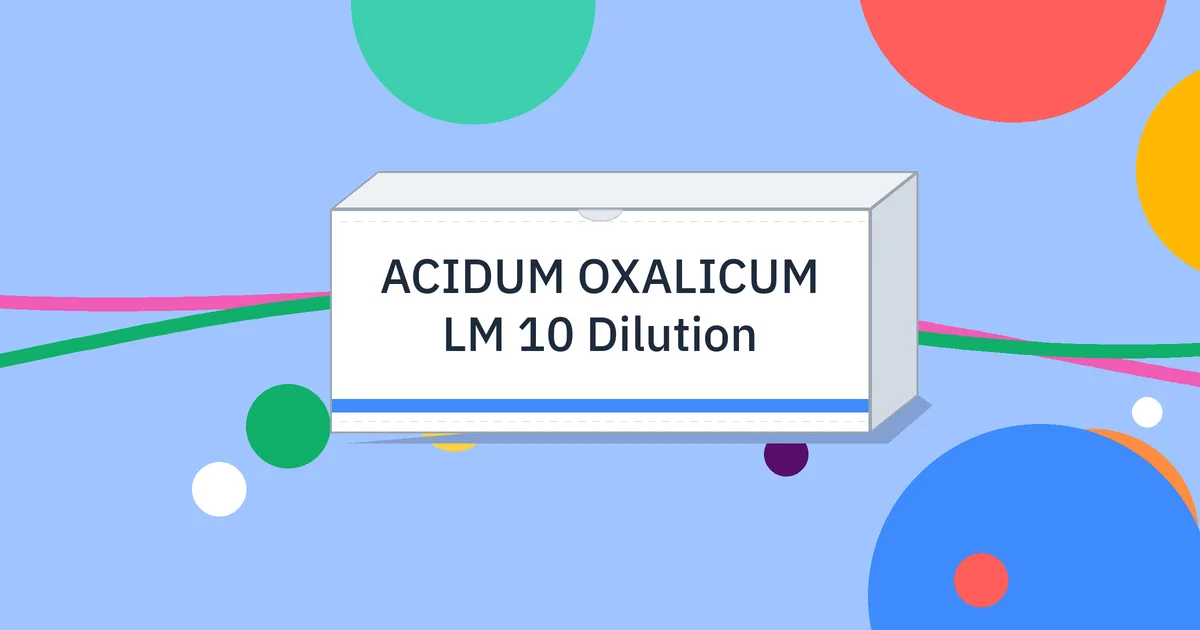 Symbolbild: Packung mit der Aufschrift ACIDUM OXALICUM LM 10 Dilution (PZN 13280981) – Verfügbarkeit und Bezug in Apotheken in Frankfurt am Main
