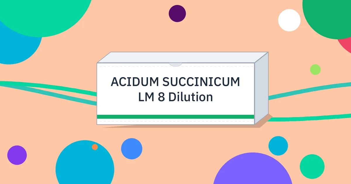 Symbolbild: Packung mit der Aufschrift ACIDUM SUCCINICUM LM 8 Dilution (PZN 13283755) – Verfügbarkeit und Bezug in Apotheken in Frankfurt am Main