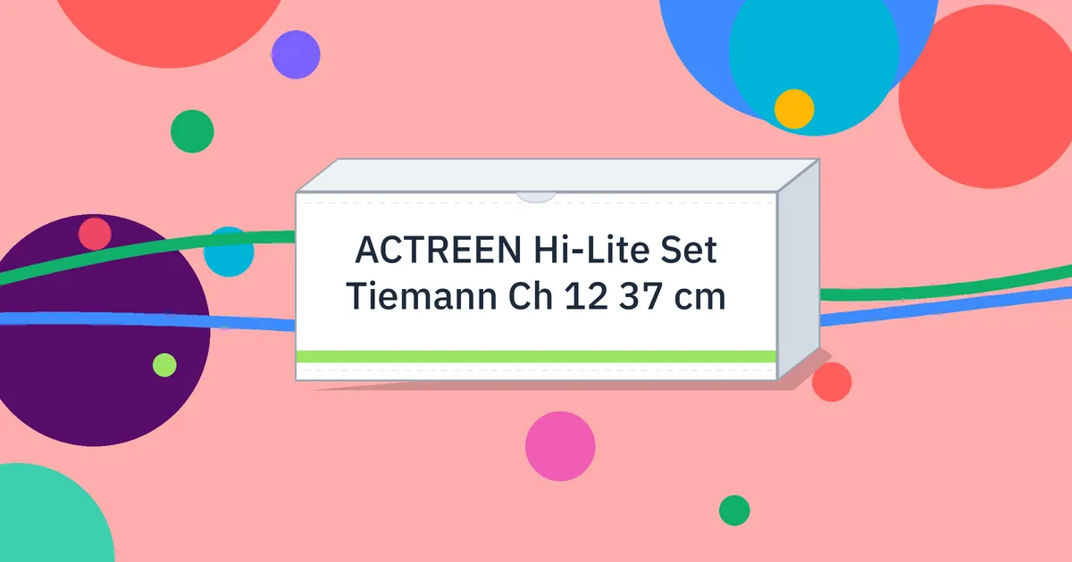 Symbolbild: Packung mit der Aufschrift ACTREEN Hi-Lite Set Tiemann Ch 12 37 cm (PZN 11311861) – Verfügbarkeit und Bezug in Apotheken in Frankfurt am Main