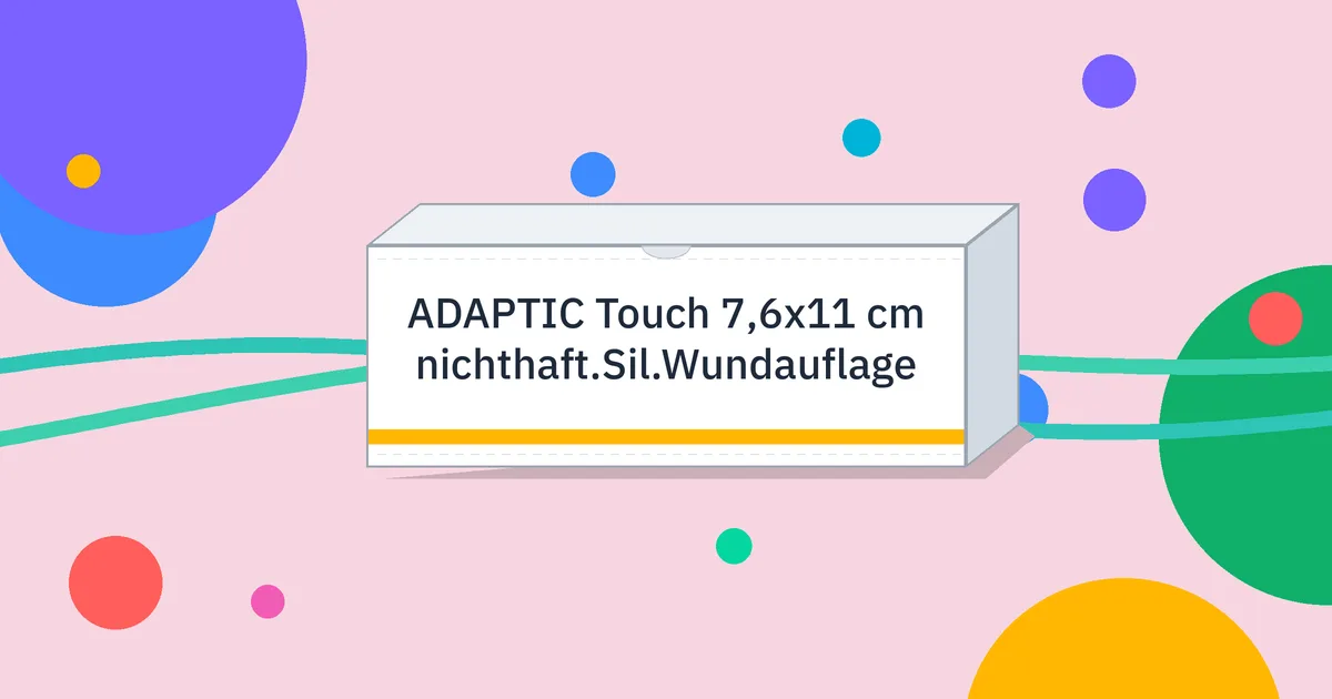 Symbolbild: Packung mit der Aufschrift ADAPTIC Touch 7,6x11 cm nichthaft.Sil.Wundauflage (PZN 20543406) – Verfügbarkeit und Bezug in Apotheken in Frankfurt am Main