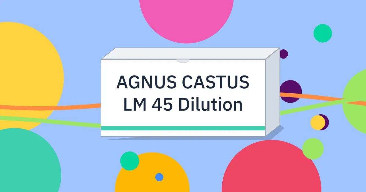 Symbolbild: Packung mit der Aufschrift AGNUS CASTUS LM 45 Dilution (PZN 13305528) – Verfügbarkeit und Bezug in Apotheken in Frankfurt am Main