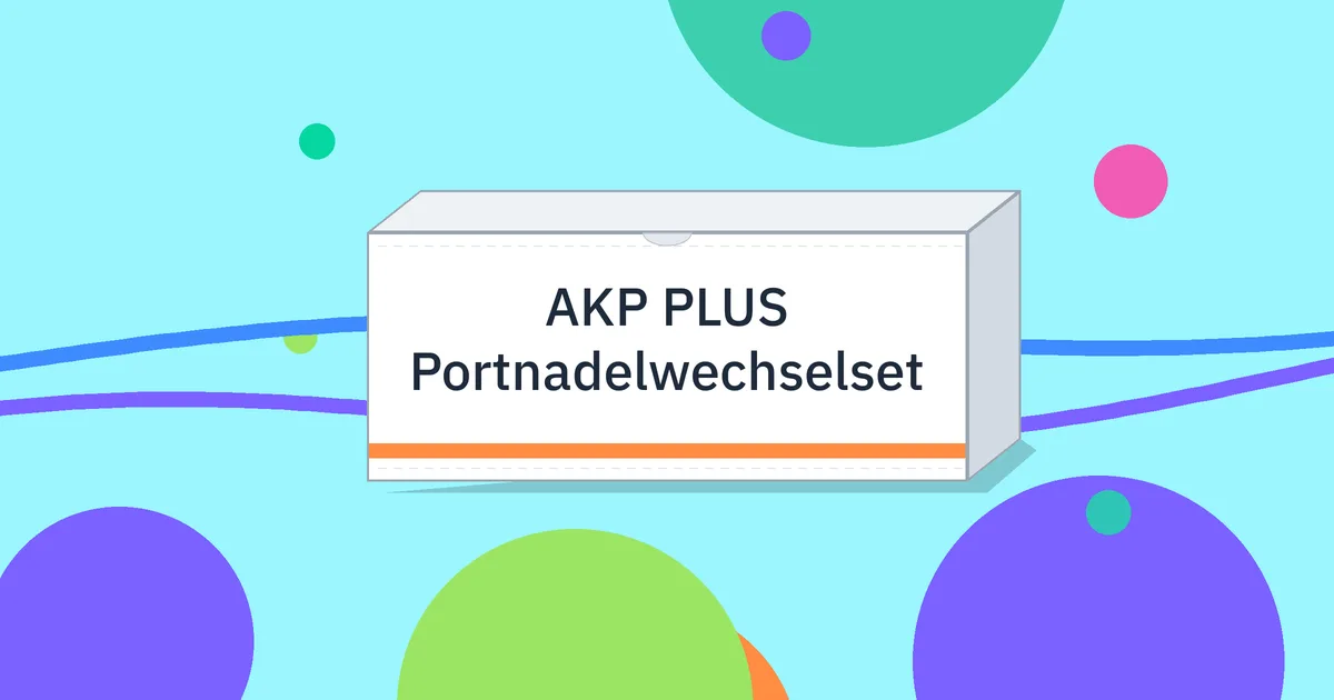 Symbolbild: Packung mit der Aufschrift AKP PLUS Portnadelwechselset (PZN 20601747) – Verfügbarkeit und Bezug in Apotheken in Frankfurt am Main