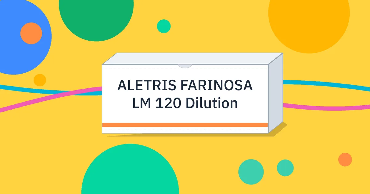 Symbolbild: Packung mit der Aufschrift ALETRIS FARINOSA LM 120 Dilution (PZN 13309986) – Verfügbarkeit und Bezug in Apotheken in Frankfurt am Main