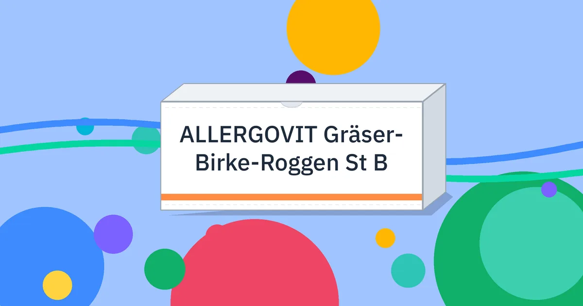 Symbolbild: Packung mit der Aufschrift ALLERGOVIT Gräser-Birke-Roggen St B (PZN 00534546) – Verfügbarkeit und Bezug in Apotheken in Frankfurt am Main