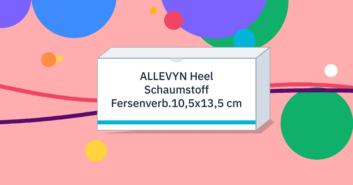Symbolbild: Packung mit der Aufschrift ALLEVYN Heel Schaumstoff Fersenverb.10,5x13,5 cm (PZN 12544283) – Verfügbarkeit und Bezug in Apotheken in Frankfurt am Main