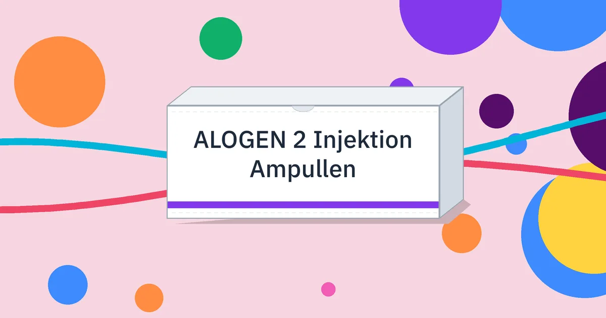 Symbolbild: Packung mit der Aufschrift ALOGEN 2 Injektion Ampullen (PZN 09376304) – Verfügbarkeit und Bezug in Apotheken in Frankfurt am Main