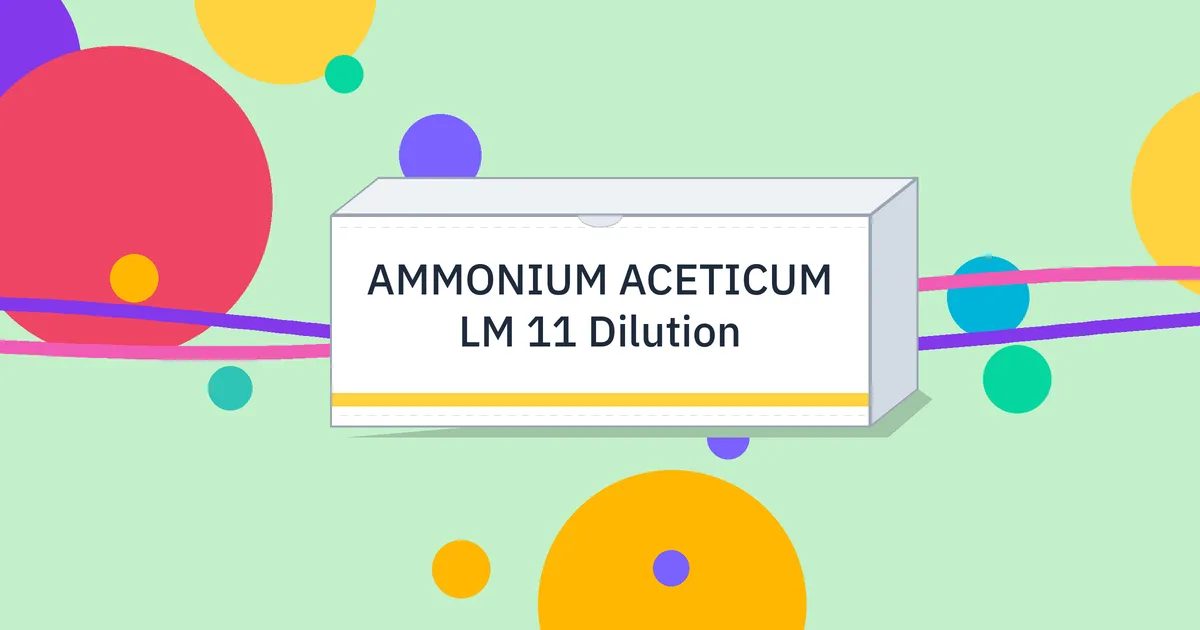 Symbolbild: Packung mit der Aufschrift AMMONIUM ACETICUM LM 11 Dilution (PZN 13319430) – Verfügbarkeit und Bezug in Apotheken in Frankfurt am Main
